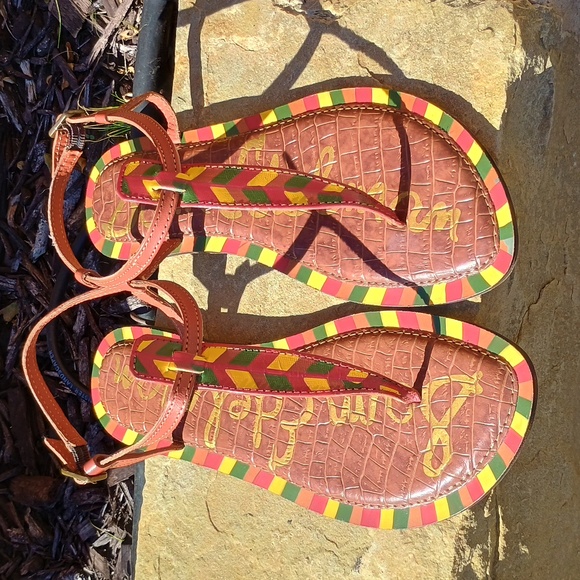 Sam Edelman | Shoes | Sam Edelman Colorful Strappy Sandals Leather ...